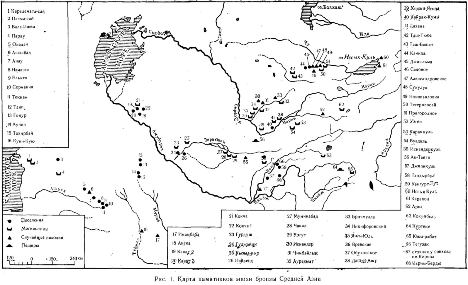 Map of archaeological sites